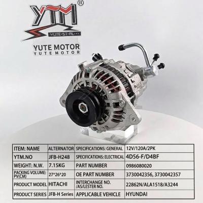 China 12V 120A 2PK Alternator For Hyundai 4D56‑F D4BF Engine OE 3730042356 3730042357 0986080020 for sale