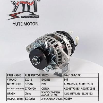 China 24V 100A 1PK Alternator BX218 For Mitsubishi S4E Engine HD250 OE ALM6165LK A0045T70383 for sale