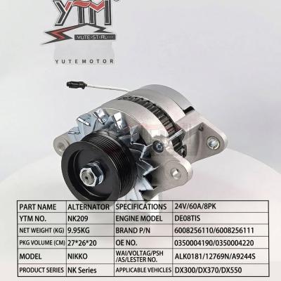 China 24V 60A 8PK Alternator NK209 For Doosan DE08TIS 6008256110 6008256111 6008256270 0350004190 0350004220 for sale