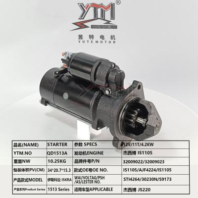 China Starter QD1513A 32009022 32009023 IS1105 AJF4224 STI4264 for JCB JS220 Excavator Isuzu IS1105 Engine 12V 11T 4.2KW for sale