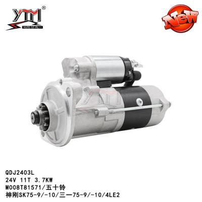 China QDJ2403L 24V 11T 3.7KW Engine Starter Motor For KOBELCO SK75-9/-10 SANY 75-9/-10/ 4LE2 for sale
