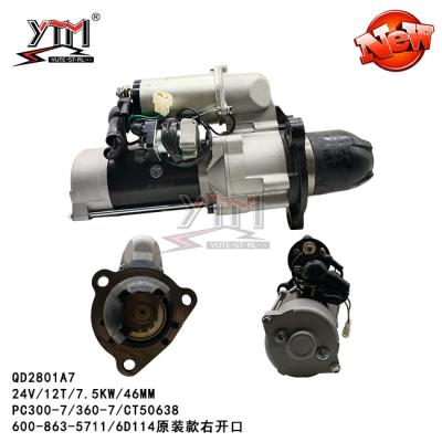 China CT50638 24V 12T STARTER  CW FOR NIKKO  KOMATSU 6D114 600-863-5711 6008133632 for sale