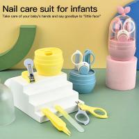 China 4 In 1 Baby Nail Clippers Scissors File Tweezers Manicure Pedicure Kit Baby Nail Care Grinder Tool Kit Set for sale