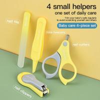 China 4 In 1 Baby Nail Clippers Scissors File Tweezers Manicure Pedicure Kit Baby Nail Care Grinder Tool Kit Set for sale