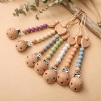 China Silicone Pacifier Chain Clip Wooden Dummy Jacket Holder Clip Medium Caliber for sale