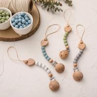 China Silicone Pacifier Chain Clip Wooden Dummy Jacket Holder Clip Medium Caliber for sale