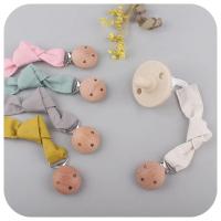 China Beech Pacifier Holder Chain Baby Quilted Cotton Ribbon Pacifier Rope Chain for sale