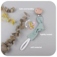 China Beech Pacifier Holder Chain Baby Quilted Cotton Ribbon Pacifier Rope Chain for sale