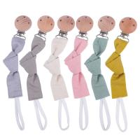 China Beech Pacifier Holder Chain Baby Quilted Cotton Ribbon Pacifier Rope Chain for sale