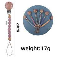 China Wooden Bead Pacifier Chain Clip Soothe Baby Silicone Beads Anti Drop Pacifier Chain for sale