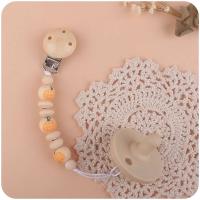 China Geometric Silicone Pacifier Chain Clip Wooden Pacifier Holder for sale