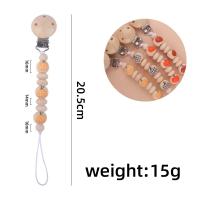 China Geometric Silicone Pacifier Chain Clip Wooden Pacifier Holder for sale