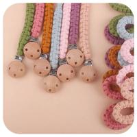 China Beech pacifier holder clip Pure Handmade Cotton Woven Pacifier Chain for sale