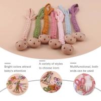 China Beech pacifier holder clip Pure Handmade Cotton Woven Pacifier Chain for sale