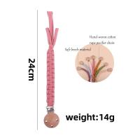 China Beech pacifier holder clip Pure Handmade Cotton Woven Pacifier Chain for sale