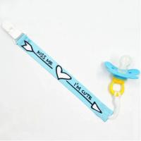 China Soother Holder Pacifier Chain Clip Ribbon Printed Baby Clips Baby Care for sale