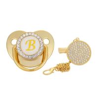China Pacifier Baby Luxury Gold Sublimation Blanks Pacifier Custom Personalized Baby Feeder Pacifier Clip for sale