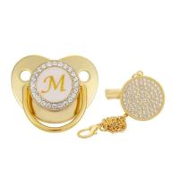 China Pacifier Baby Luxury Gold Sublimation Blanks Pacifier Custom Personalized Baby Feeder Pacifier Clip for sale