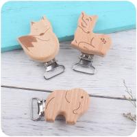 China Customized Natural Beech Cute Neutral Teething DIY Wooden Baby Pacifier Clips for sale
