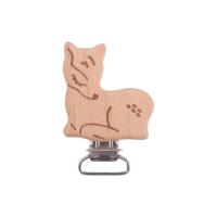 China Customized Natural Beech Cute Neutral Teething DIY Wooden Baby Pacifier Clips for sale