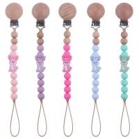 China BPA Free Dummy Chain Clips Wooden Silicone Baby Pacifier Clip Customized for sale