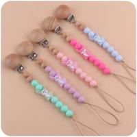 China BPA Free Dummy Chain Clips Wooden Silicone Baby Pacifier Clip Customized for sale