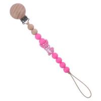 China BPA Free Dummy Chain Clips Wooden Silicone Baby Pacifier Clip Customized for sale