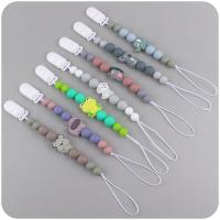 China Colorful Custom Pacifier Chain Clip Cartoon Wooden Dummy Clip Holder for sale