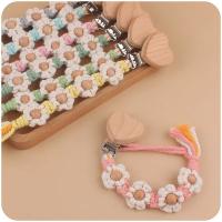 China Crochet Pacifier Chain Clip Eco Friendly Handmade Colored Teether Wood Clip for sale