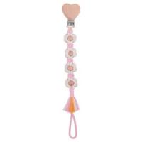 China Crochet Pacifier Chain Clip Eco Friendly Handmade Colored Teether Wood Clip for sale