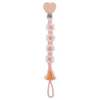 China Crochet Pacifier Chain Clip Eco Friendly Handmade Colored Teether Wood Clip for sale