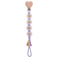 China Crochet Pacifier Chain Clip Eco Friendly Handmade Colored Teether Wood Clip for sale