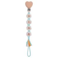 China Crochet Pacifier Chain Clip Eco Friendly Handmade Colored Teether Wood Clip for sale