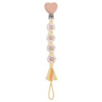 China Crochet Pacifier Chain Clip Eco Friendly Handmade Colored Teether Wood Clip for sale