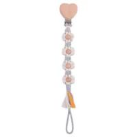 China Crochet Pacifier Chain Clip Eco Friendly Handmade Colored Teether Wood Clip for sale