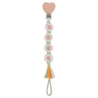 China Crochet Pacifier Chain Clip Eco Friendly Handmade Colored Teether Wood Clip for sale