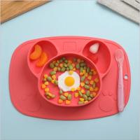 China Dinner Plate Cute Household Children's Tableware Grid Suction Cup Learning to Eat Artifact Training Baby Bear Silicone bowl for sale