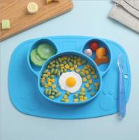 China Dinner Plate Cute Household Children's Tableware Grid Suction Cup Learning to Eat Artifact Training Baby Bear Silicone bowl for sale
