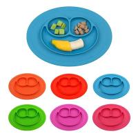 China Food Plate Newborn Feeding Set Smiley Pattern Shape Silicone Plate for sale