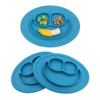 China Food Plate Newborn Feeding Set Smiley Pattern Shape Silicone Plate for sale
