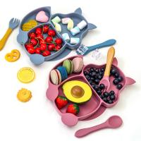 China Food Grade Newborn Feeding Set BPA Free Silicone Tableware Feeding Set for sale