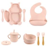 China Food Grade Newborn Feeding Set BPA Free Silicone Tableware Feeding Set for sale