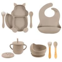 China Food Grade Newborn Feeding Set BPA Free Silicone Tableware Feeding Set for sale