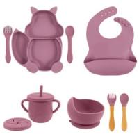 China Food Grade Newborn Feeding Set BPA Free Silicone Tableware Feeding Set for sale