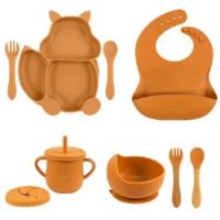 China Food Grade Newborn Feeding Set BPA Free Silicone Tableware Feeding Set for sale