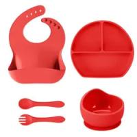 China Toddlers Silicone Feeding Set Suction Baby Bowl Plates Dinner Tableware for sale