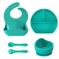 China Toddlers Silicone Feeding Set Suction Baby Bowl Plates Dinner Tableware for sale