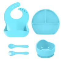 China Toddlers Silicone Feeding Set Suction Baby Bowl Plates Dinner Tableware for sale