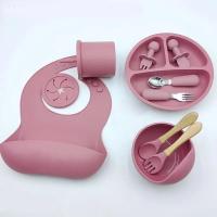 China Toddlers Suction Weaning Set Silicone Baby Feeding Set Dinner Tableware for sale