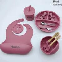 China Toddlers Suction Weaning Set Silicone Baby Feeding Set Dinner Tableware for sale